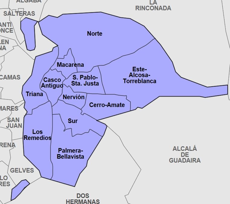 Mapa de Sevilla Capital por Barrios en 2025